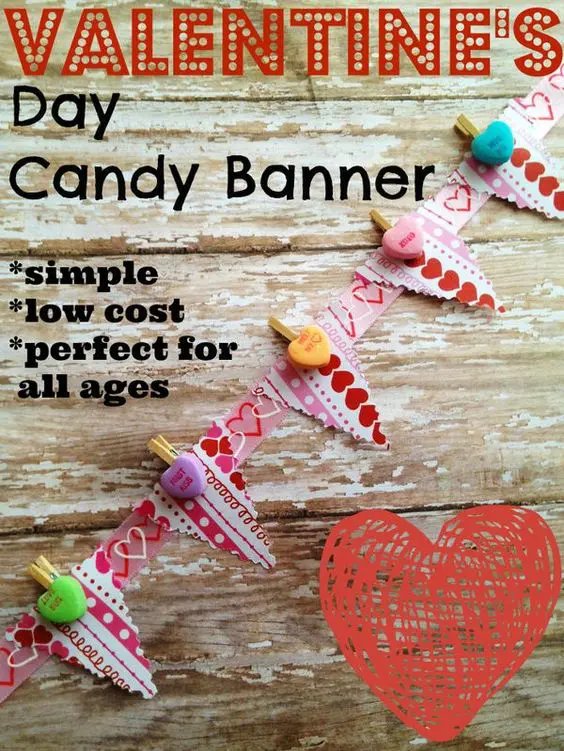 Valentine's Day Candy Banner Conversation Hearts Craft