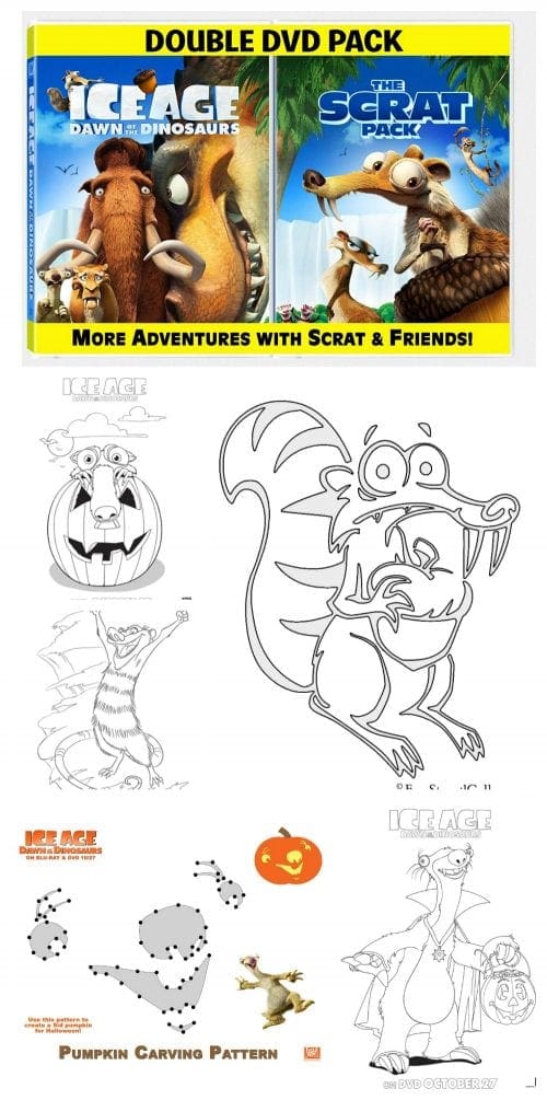 Ice Age Pumpkin Stencils and Scrat Costume Halloween
