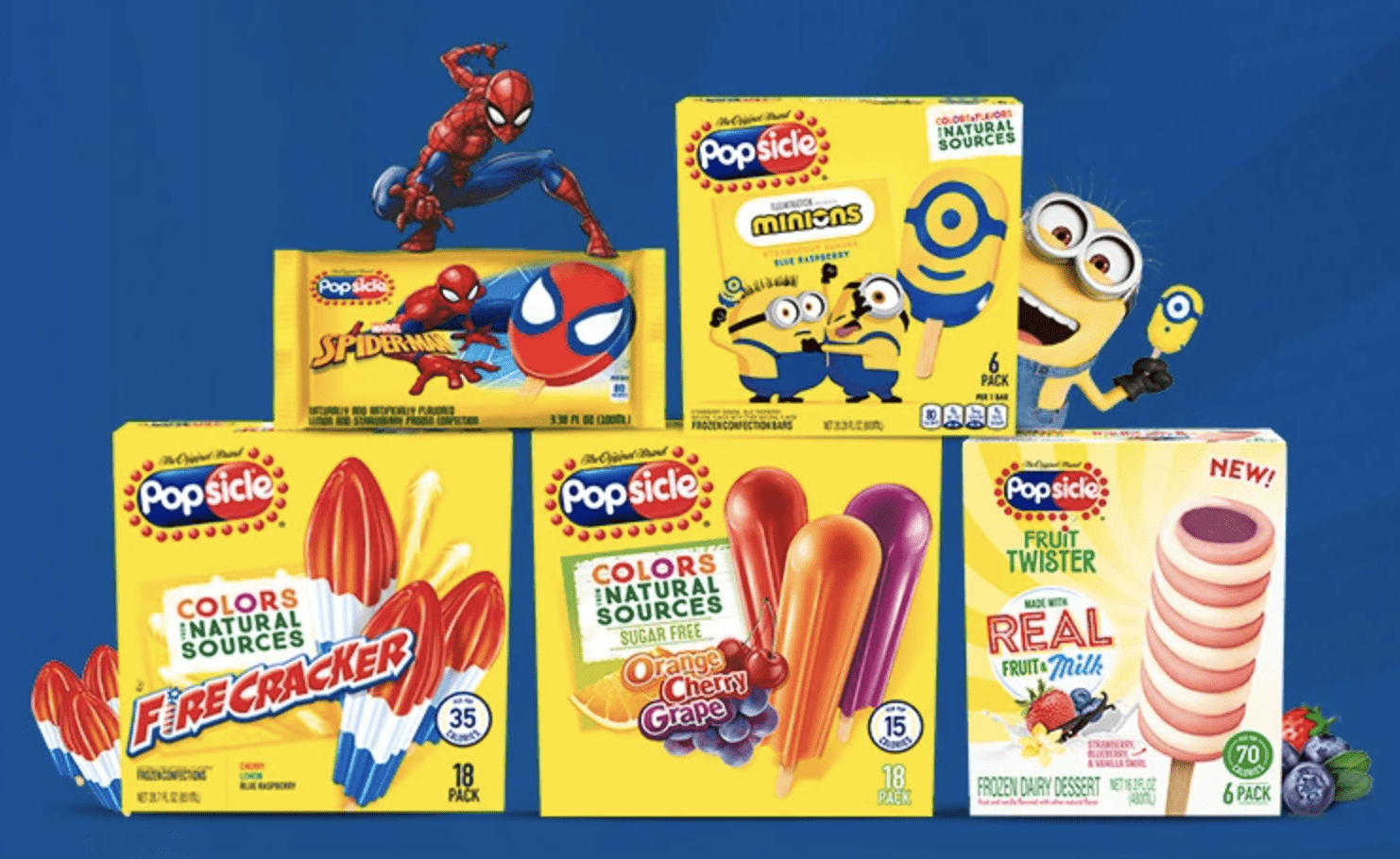 Popsicle Ice Pops Orange Cherry Grape