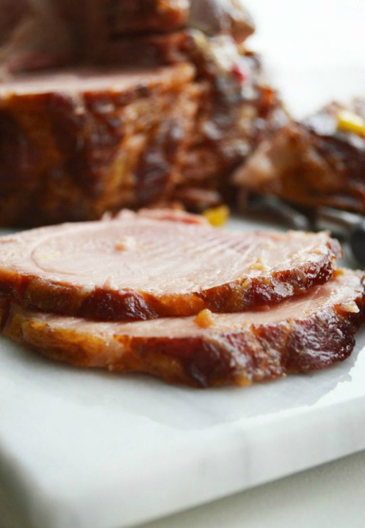 Maple Glazed Ham with Pomegranate Pineapple Reduction