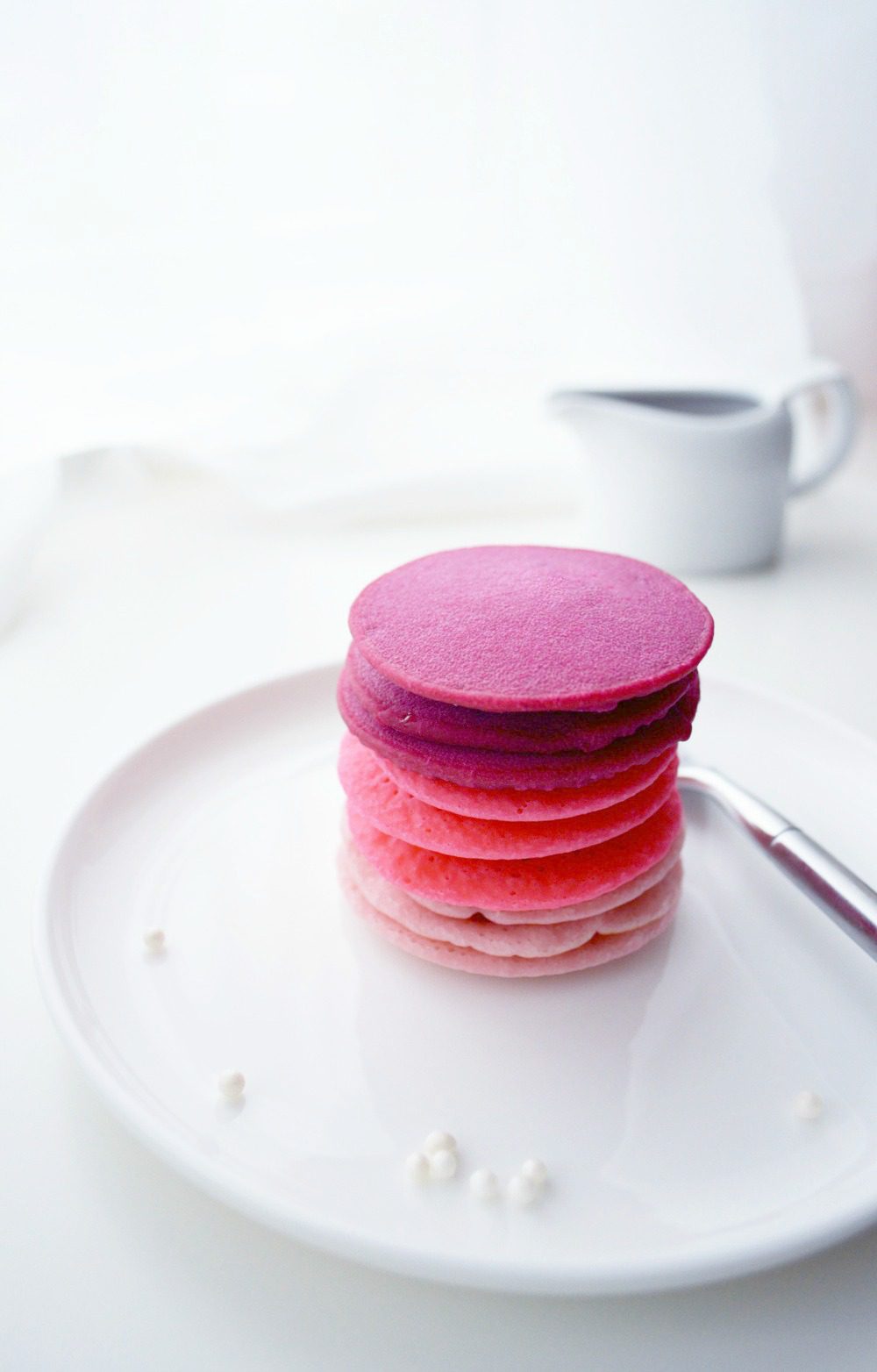 Ombre Pink Pancakes for Valentine's Day Breakfast in Bed