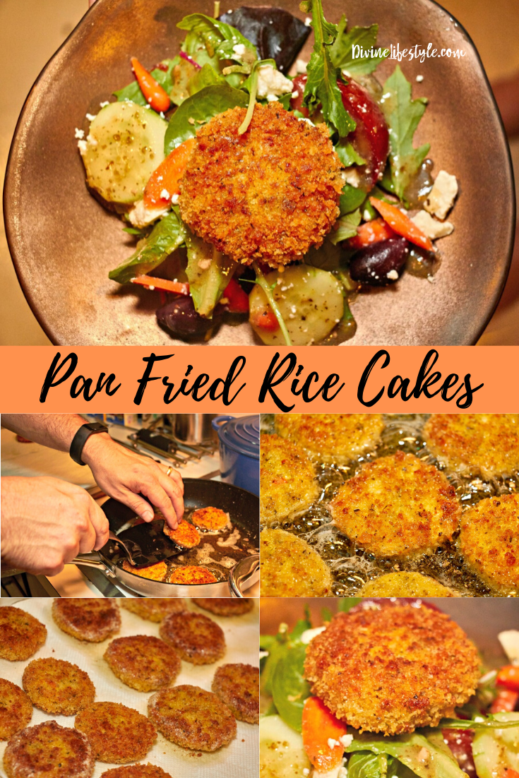 Pan Fried Rice Cake Recipe over Greek Salad Divine Lifestyle