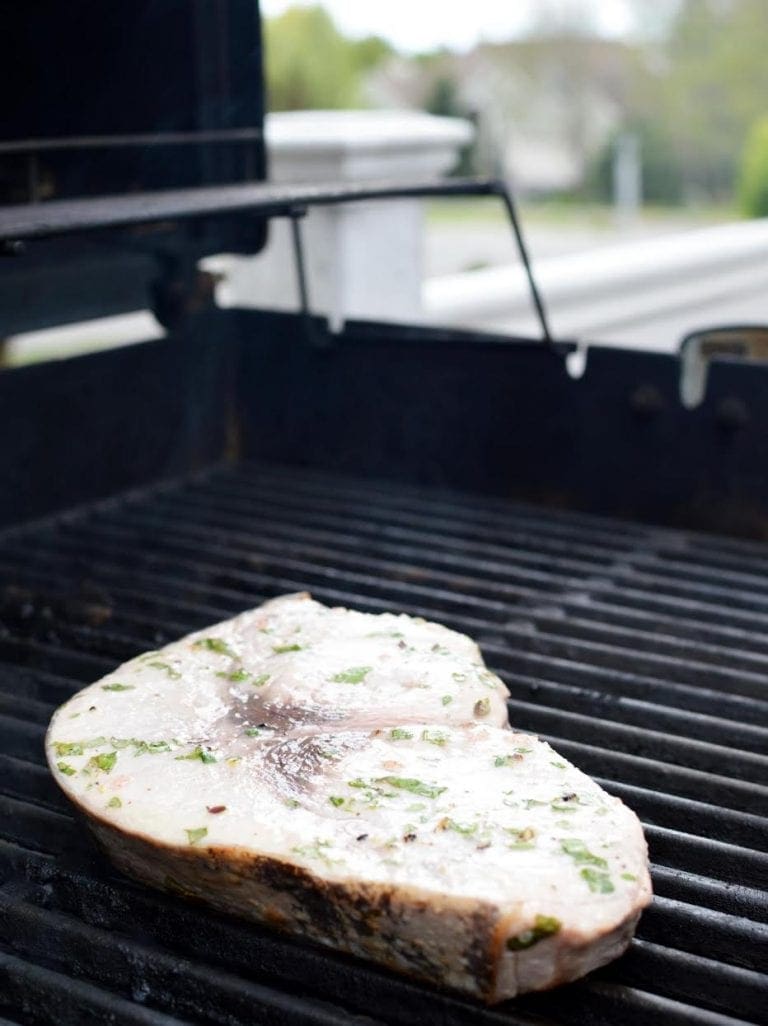Grilled Swordfish Steak Recipe with Roasted Rainbow Vegetables