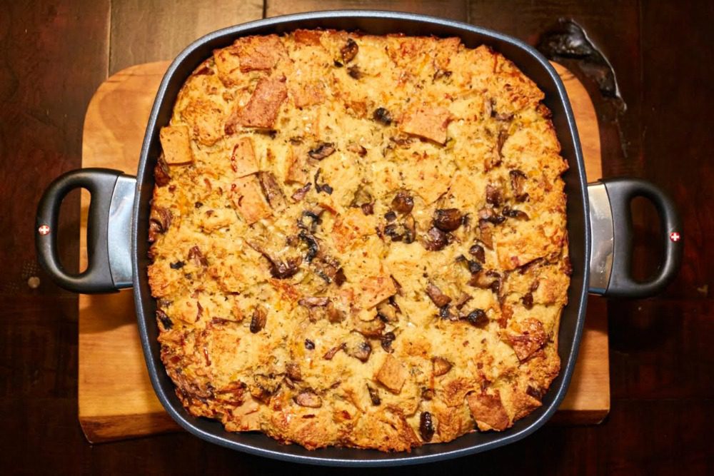 Savory Wild Mushroom Bread Pudding Recipe for the Holidays