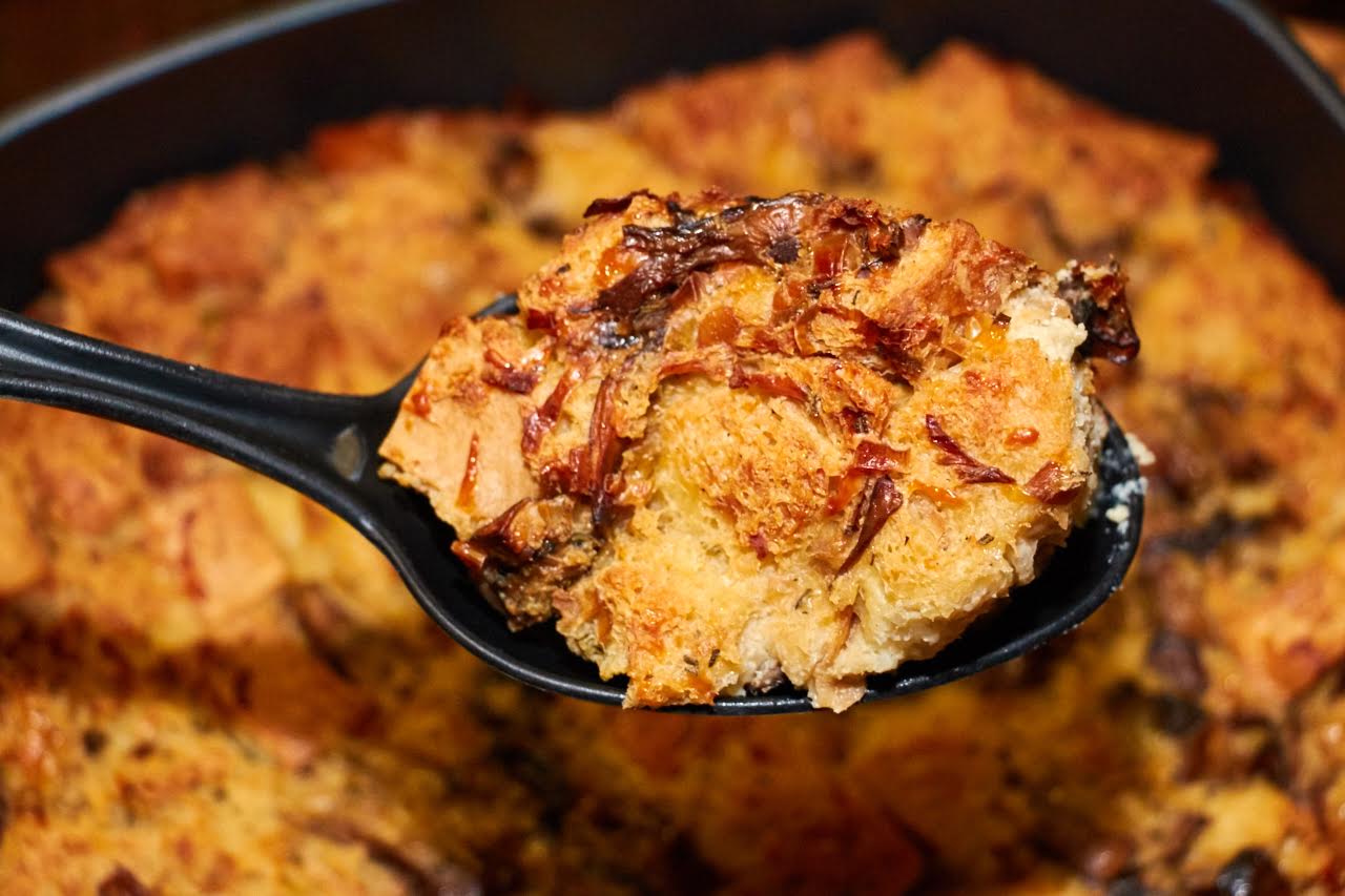 Savory Wild Mushroom Bread Pudding Recipe for the Holidays