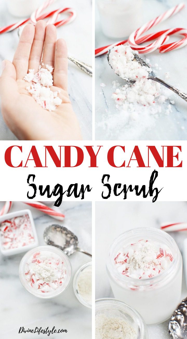 Candy cane sugar scrub beauty exfoliator soak in tub