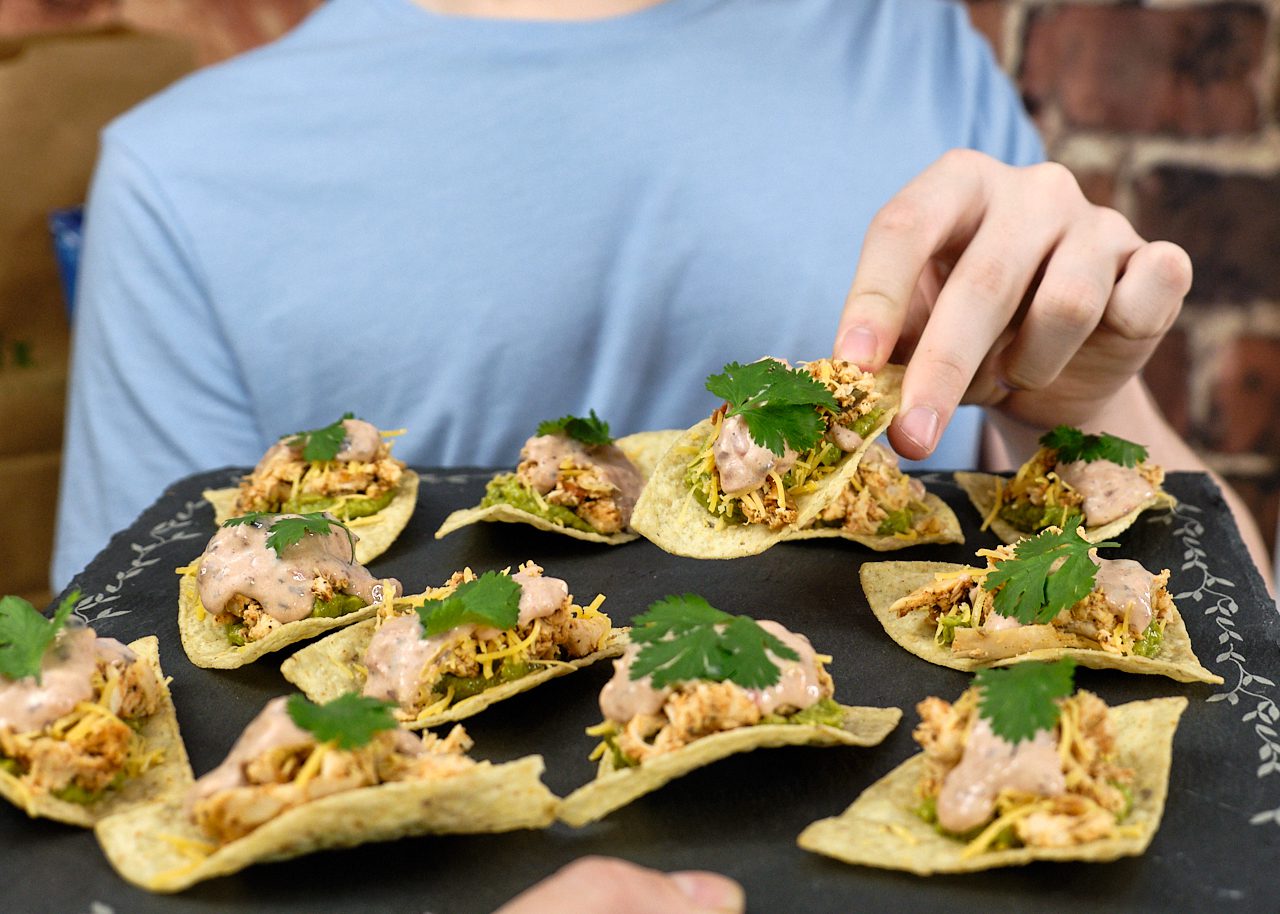 Mini Chicken Tostadas Recipe Dinner Appetizer Divine Lifestyle