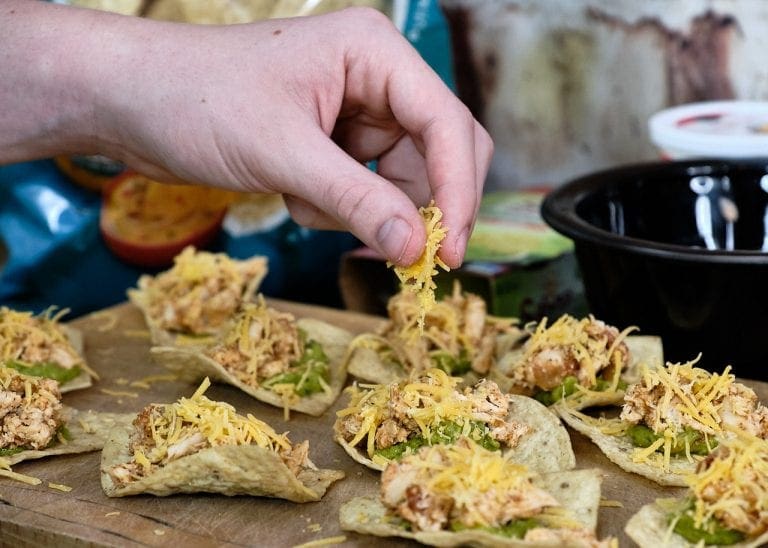 Mini Chicken Tostadas Recipe Dinner Appetizer Divine Lifestyle