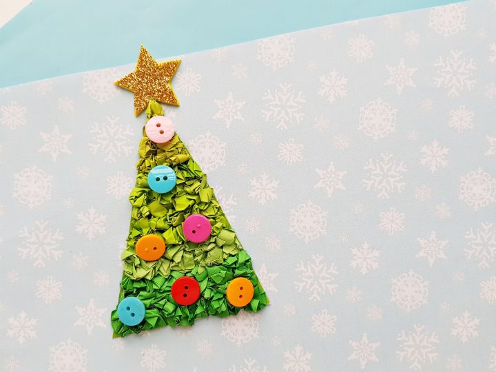 DIY Crumpled Paper Christmas Tree Craft Holiday Decor