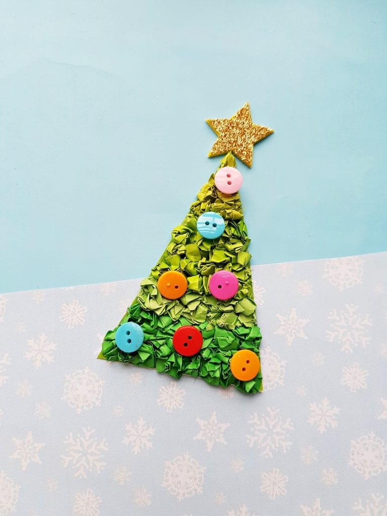 DIY Crumpled Paper Christmas Tree Craft Holiday Decor