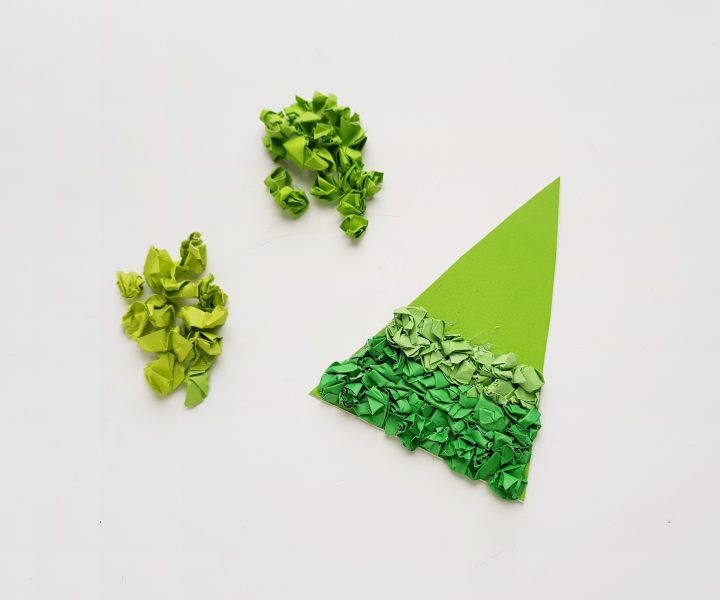 DIY Crumpled Paper Christmas Tree Craft Holiday Decor