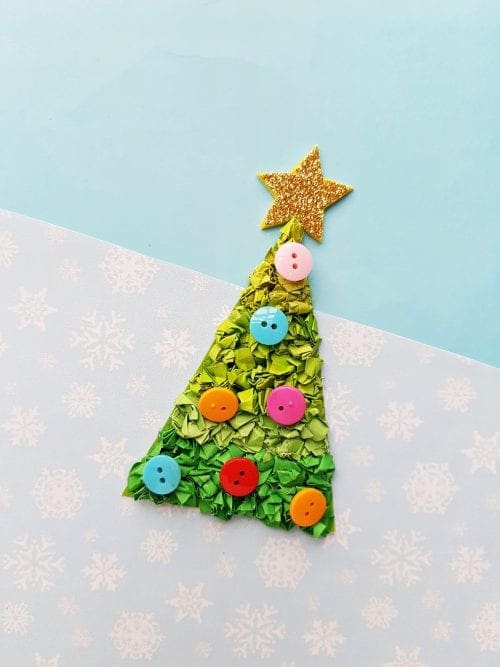 DIY Crumpled Paper Christmas Tree Craft Holiday Decor