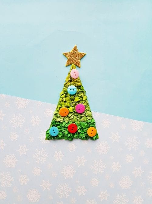 DIY Crumpled Paper Christmas Tree Craft Holiday Decor