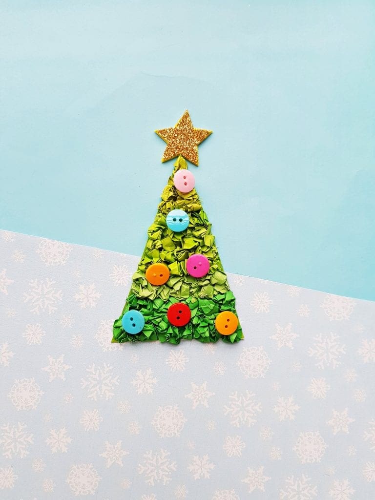 DIY Crumpled Paper Christmas Tree Craft Holiday Decor