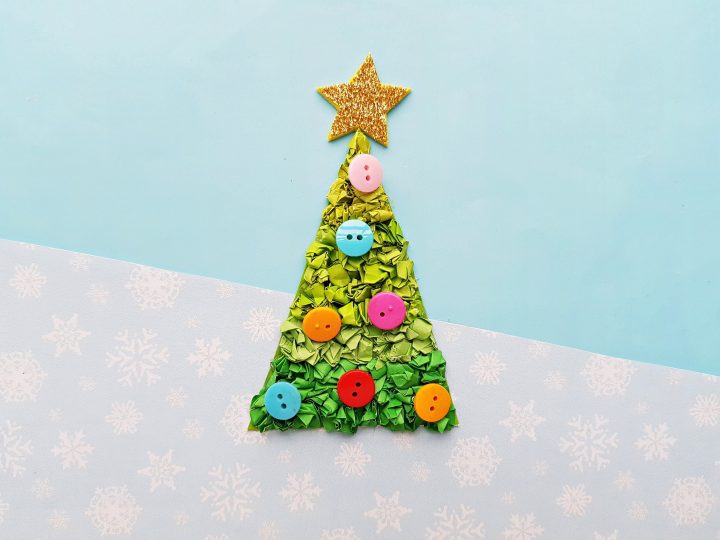 DIY Crumpled Paper Christmas Tree Craft Holiday Decor