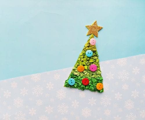 DIY Crumpled Paper Christmas Tree Craft Holiday Decor