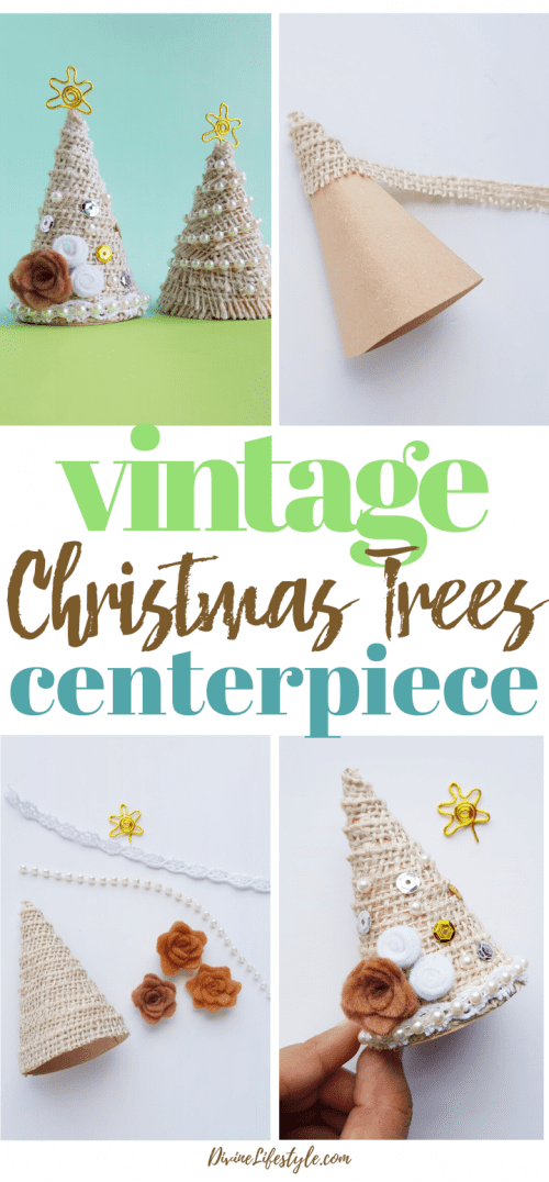 DIY Mini Vintage Christmas Trees Centerpiece Holiday Craft