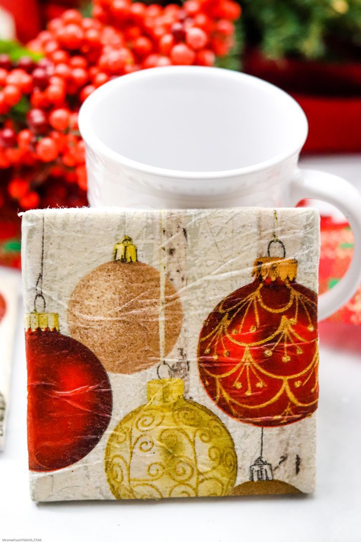 DIY Christmas Ornament Tile Coasters Divine Lifestyle