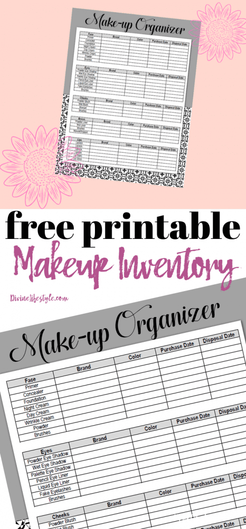 Makeup Organizer: Printable Cosmetic Inventory Tracker