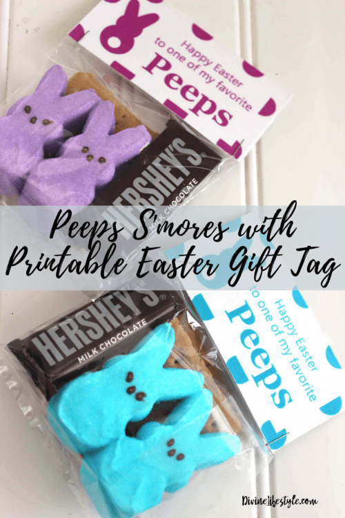 Marshmallow Peeps Smores Recipe with Easter Gift Tag Printables