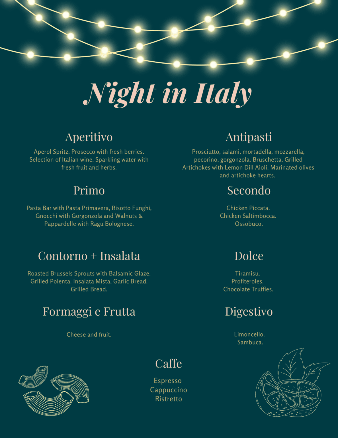 Italian Dinner Party Menu