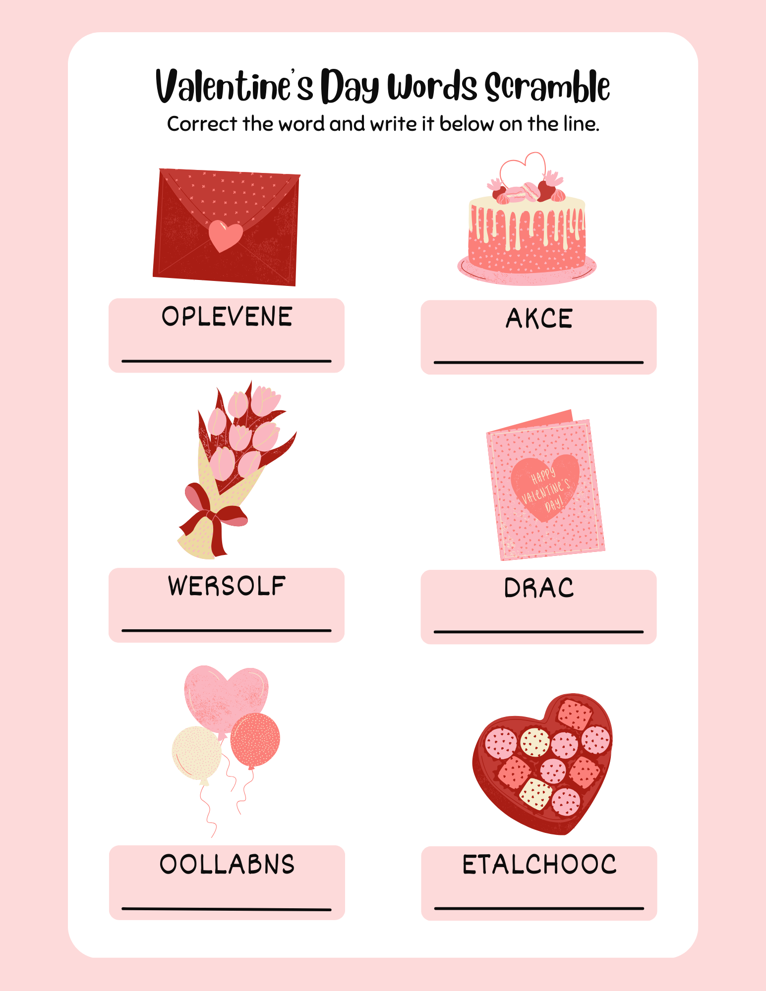 Valentine's Day Word Scramble