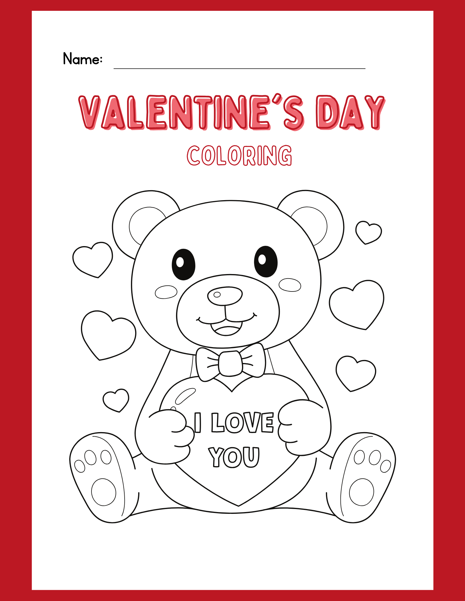 Valentine's Day Printable Coloring Pages